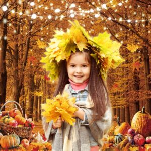 CYLYH 10x8ft Fall Photography Backdrop Autumn Maple Forest Leaves Pumpkin Party Background Thanksgiving Party Supplies Farm Harvest Event Banner Thanksgiving Photo Booth Props CY579