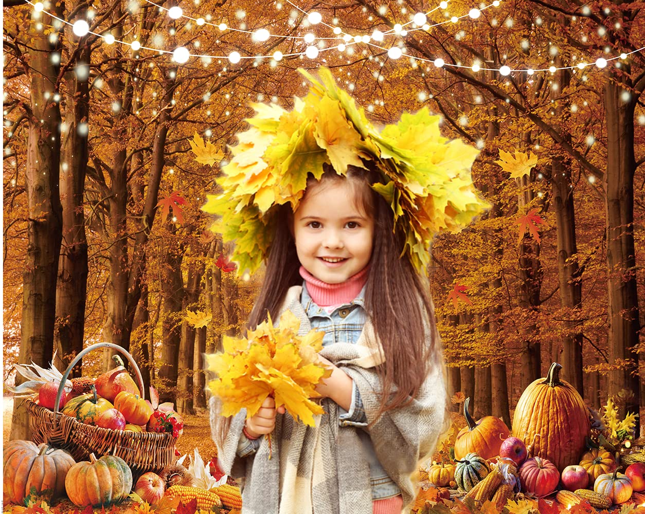 CYLYH 10x8ft Fall Photography Backdrop Autumn Maple Forest Leaves Pumpkin Party Background Thanksgiving Party Supplies Farm Harvest Event Banner Thanksgiving Photo Booth Props CY579