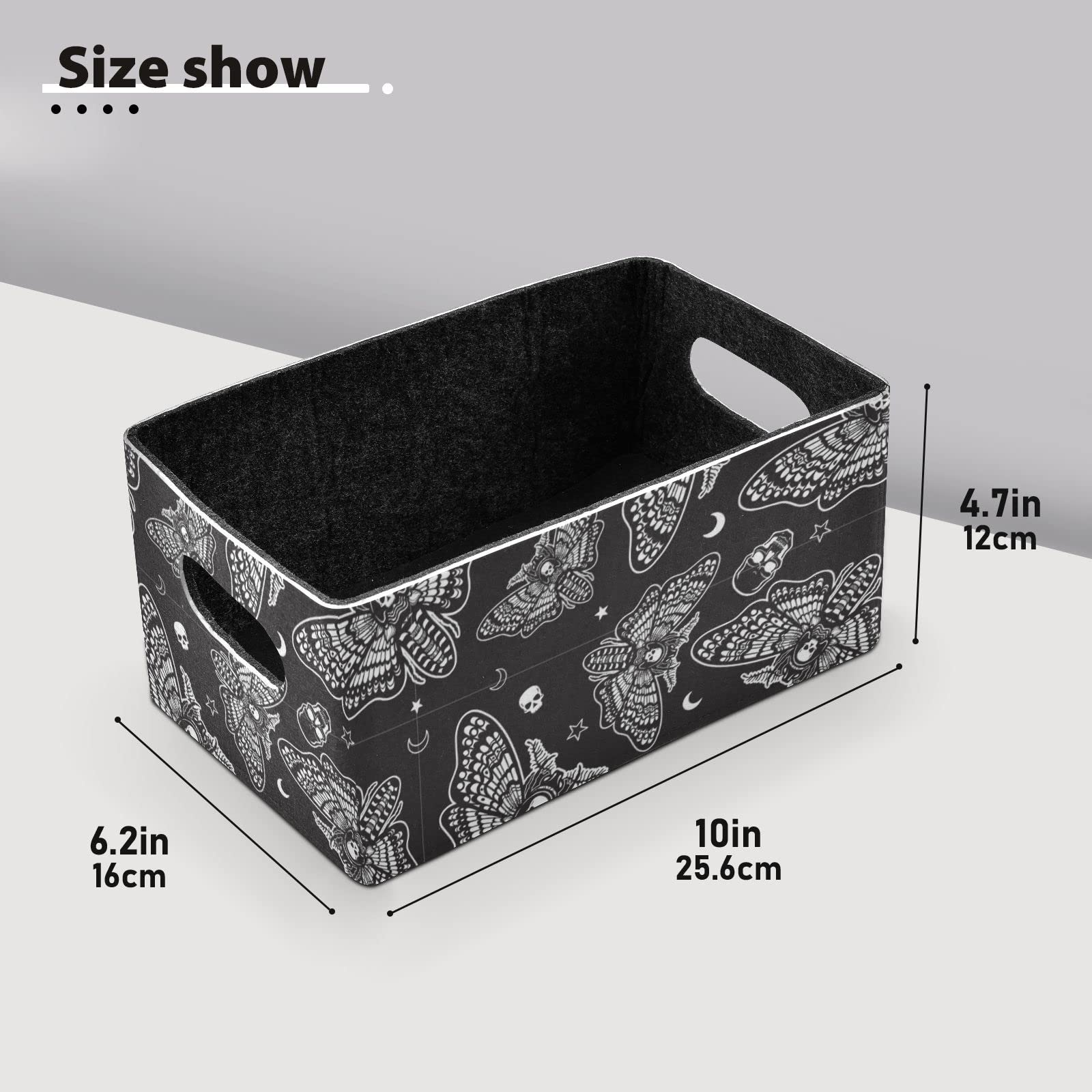 J JOYSAY Moth Dead Head Storage Basket Felt Storage Bin Collapsible Closet Baskets Decorative Storage Boxes Organizer for Closet Shelf Car Trunk