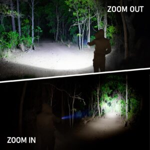 Flashlight Rechargeable,High Lumens Tactical Flashlight,Super Bright Small LED Flash Light-Zoomable,Adjustable Brightness,Long Lasting for Camping,Outdoors,Christmas Gifts Men&Women