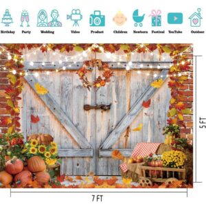 CYLYH 7x5FT Thanksgiving Backdrop Fall Thanksgiving Photography Backdrop Autumn Pumpkin Harvest Barn Background Maple Baby Shower Banner Decoration Birthday Party Backdrop