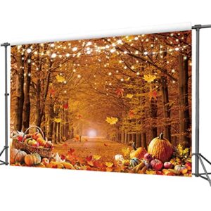 CYLYH 7x5ft Fall Photography Backdrop Autumn Maple Forest Leaves Pumpkin Party Background Thanksgiving Party Supplies Farm Harvest Event Banner Thanksgiving Photo Booth Props CY579