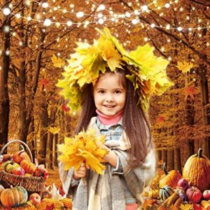 CYLYH 7x5ft Fall Photography Backdrop Autumn Maple Forest Leaves Pumpkin Party Background Thanksgiving Party Supplies Farm Harvest Event Banner Thanksgiving Photo Booth Props CY579