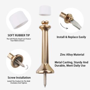 Cosnys 4 Pack 3" Heavy Duty Solid Rigid Door Stop with Soft Rubber Tip, Zinc Die Cast Metal Door Stopper Protect Wall & Door, Champagne Gold Bronze