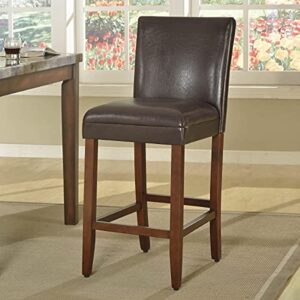 HomePop Home Decor | Classic Counter Height Bar Stools | 29 Inch Bar Stools | Decorative Home Furniture (Dark Brown Faux Leather) Single Pack