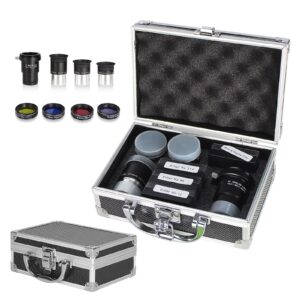 celticbird astronomical telescope accessory kit - with 3pcs plossl eyepieces set, 4pcs filter set, a 2x barlow lens