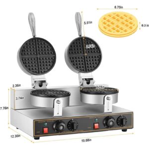 LIVOSA 2400W Commercial Waffle Maker Double Waffle Machine 110V Non Stick Electric Muffin Machine, Waffle Machine for Commercial/Household Kitchens, Cafes, Restaurants and Snack Bars