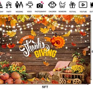 LTLYH 8x6ft Thanksgiving Backdrop Fall Backdorp Thanksgiving Turkey Pumpkin Decoration Backdrop Autumn Banner Party Backdrops 186