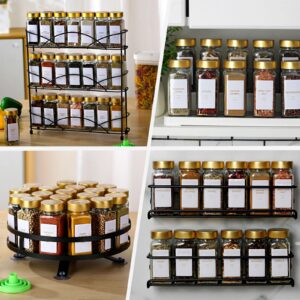 JARXSUN Glass Spice Jars with Label, 24Pcs Spice Jars with Shaker Lids-4 oz Gold Spice Seasoning Jars Bottles Containers Set for Spice Rack (24)