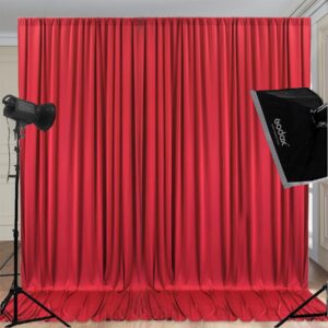 10ft x 10ft Wrinkle Free Red Backdrop Curtains for Parties, Polyester Photo Backdrop Drapes 2 Panels 5x10ft for Weddings Birthday Party Christmas Photography Background