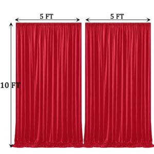 10ft x 10ft Wrinkle Free Red Backdrop Curtains for Parties, Polyester Photo Backdrop Drapes 2 Panels 5x10ft for Weddings Birthday Party Christmas Photography Background