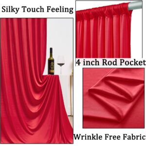 10ft x 10ft Wrinkle Free Red Backdrop Curtains for Parties, Polyester Photo Backdrop Drapes 2 Panels 5x10ft for Weddings Birthday Party Christmas Photography Background