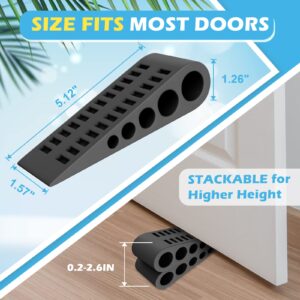 Rubber Door Stoppers for Bottom of Door - 4 Pack Door Stop Wedge with Holder Heavy Duty Doorstop for Home Office Dorm Classroom Garage Stackable on Multi Floor Carpet Concrete Tile Linoleum & Wood