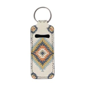 fkelyi western aztec tribal chapstick keychain holder portable lipstick sleeve pouch lip gloss tube holder