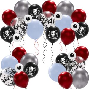 cheerland 26 pcs halloween rose skull balloon set black burgundy white skeleton halloween party balloon for costume birthday engagement anniversary bridal shower party supplies