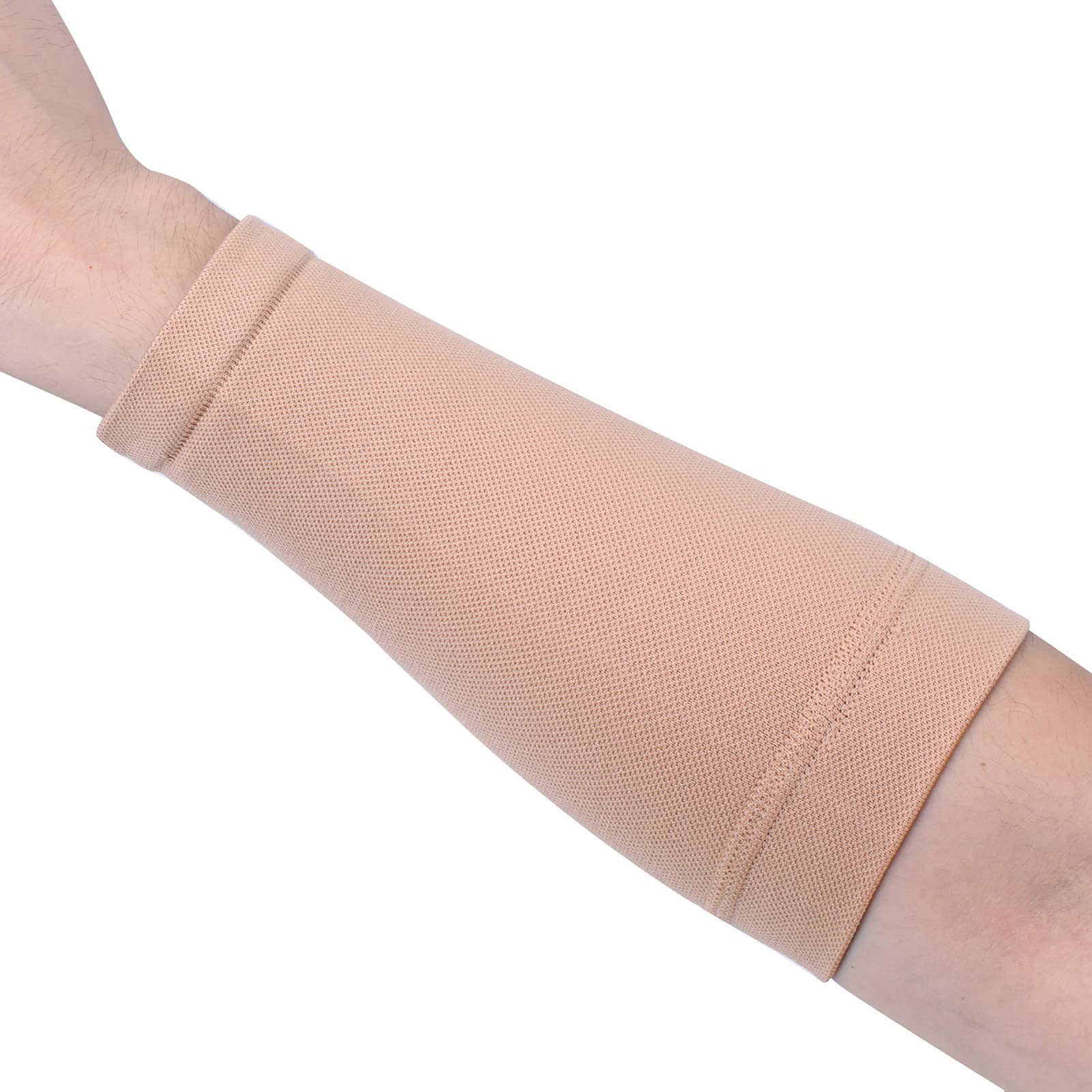 FSSuiQi 1 Pcs Black/Beige Lengthened Forearm Compression Arm Slimming Sleeve, Tattoo Cover Up Bands Concealer Support, Carpal Tunnel Arthritis Arm Support (Medium, 1 Pcs, Beige)