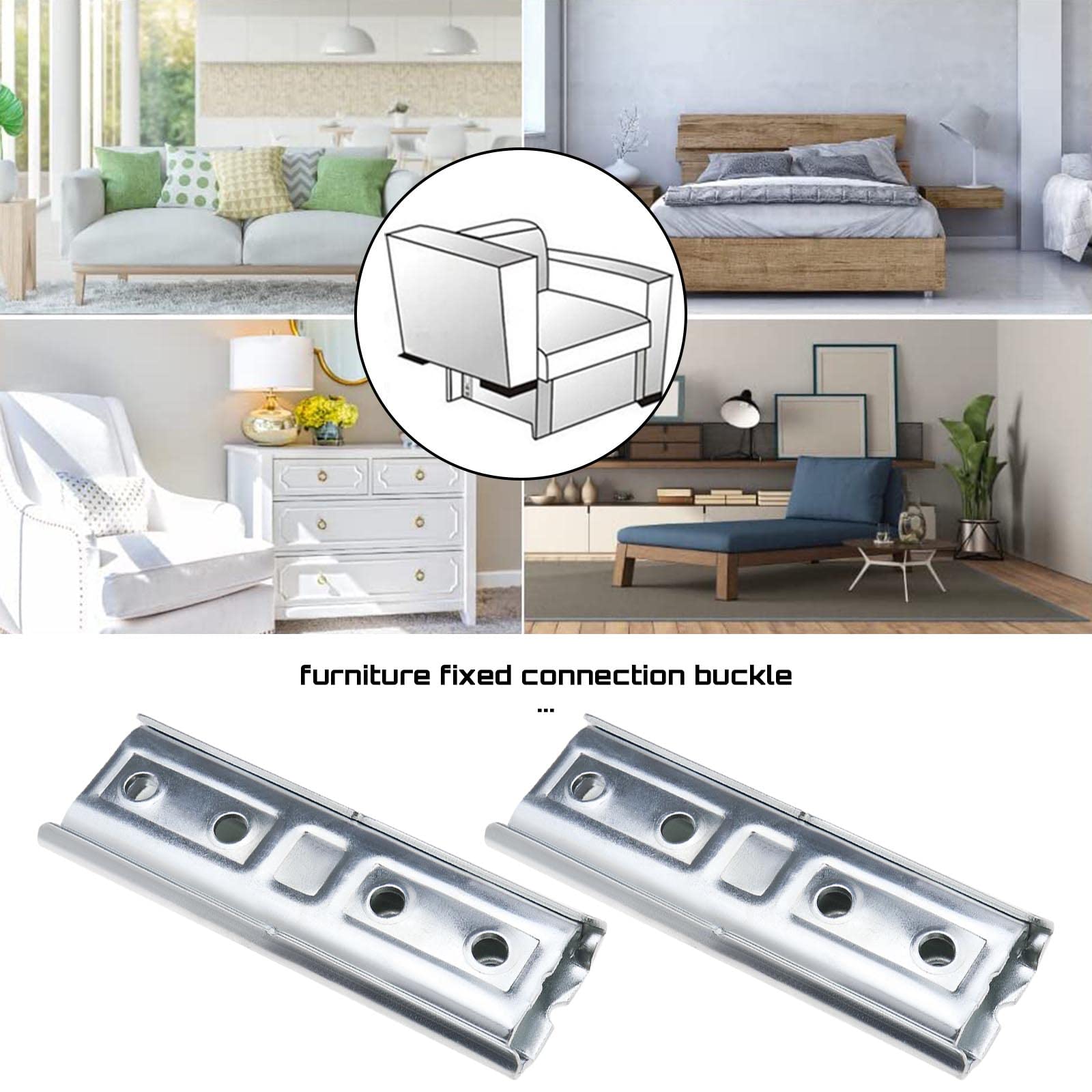 SING F LTD 8 Pairs Headboard Panel Wall Fixing Brackets Heavy Duty Interlocking Hangers Furniture Connector Metal Sectional Sofa Interlocking Connector for Sofa Bed