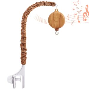 Crib Mobile Arm with Music Box - Imitation Wood - 23 Inch Mobile Arm for Crib - Crib Mobile Motor Battery Operated - Volume Control - 35 Lullabies - Crib Toys Attachments - Holder for DIY Clamp Mobile