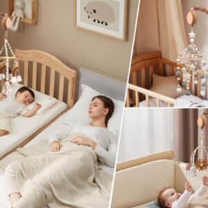 Crib Mobile Arm with Music Box - Imitation Wood - 23 Inch Mobile Arm for Crib - Crib Mobile Motor Battery Operated - Volume Control - 35 Lullabies - Crib Toys Attachments - Holder for DIY Clamp Mobile