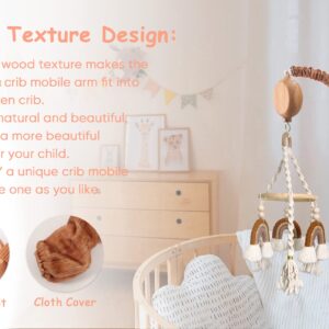 Crib Mobile Arm with Music Box - Imitation Wood - 23 Inch Mobile Arm for Crib - Crib Mobile Motor Battery Operated - Volume Control - 35 Lullabies - Crib Toys Attachments - Holder for DIY Clamp Mobile