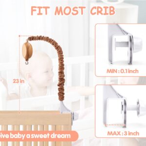 Crib Mobile Arm with Music Box - Imitation Wood - 23 Inch Mobile Arm for Crib - Crib Mobile Motor Battery Operated - Volume Control - 35 Lullabies - Crib Toys Attachments - Holder for DIY Clamp Mobile