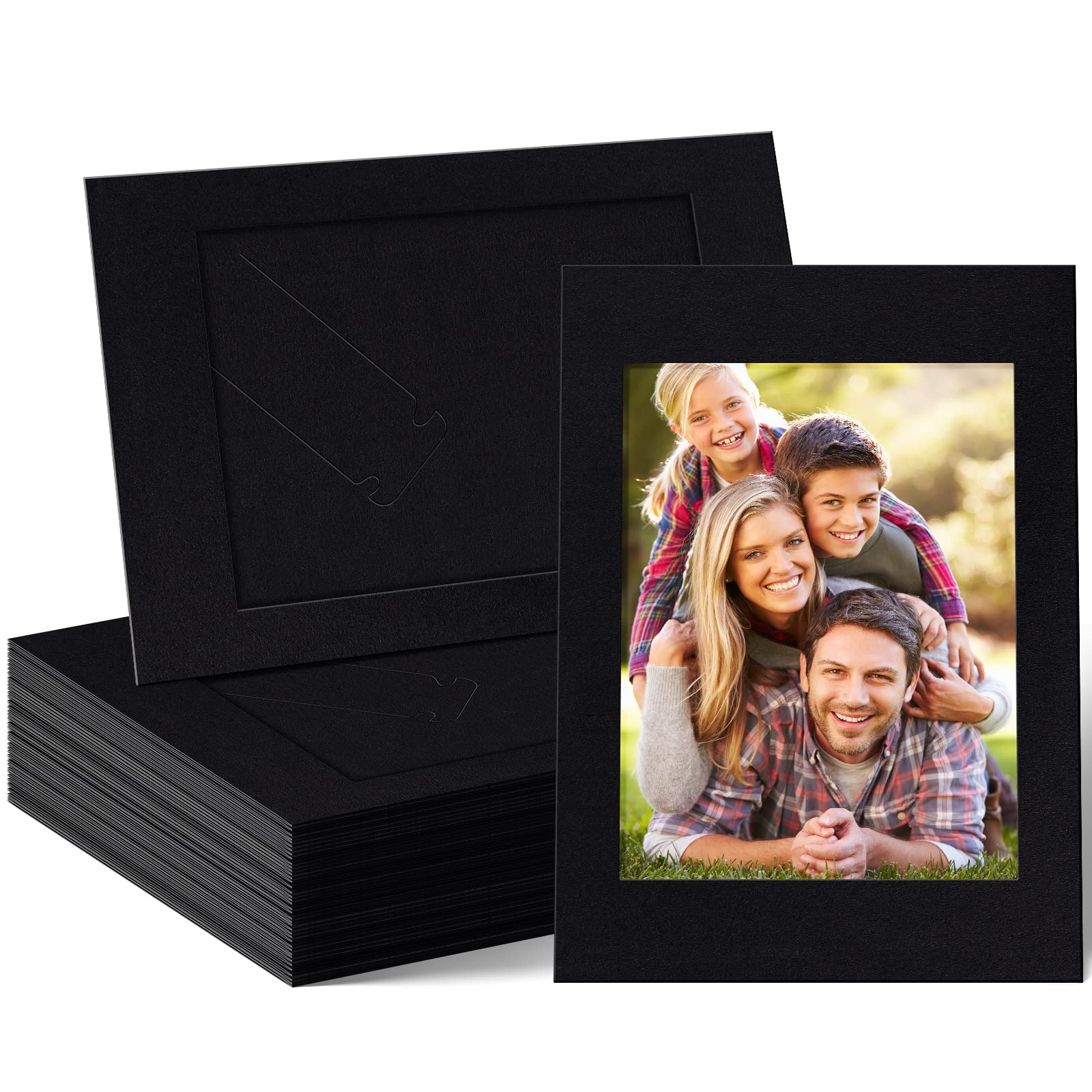 Juexica 100 Pieces Paper Picture Frames 4x6 Standing Photo Frames with Easel Stand Cardboard Frames Picture Art for Kids Craft Decoration Christmas Graduation Wedding Display, Black