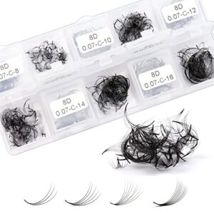 1000 pcs premade fans eyelash extensions 3d - 8d 8-15mm mixed 10 length premade lash fans promade fans thin base pre made fans lash extensions loose fans promades eyelash fans (8d 0.07 c 8-15 mix)