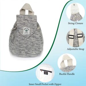 Hemp small bag for women Girls Light Weight Eco Friendly Small cute backpack Bag for everyday lives (White Gray)