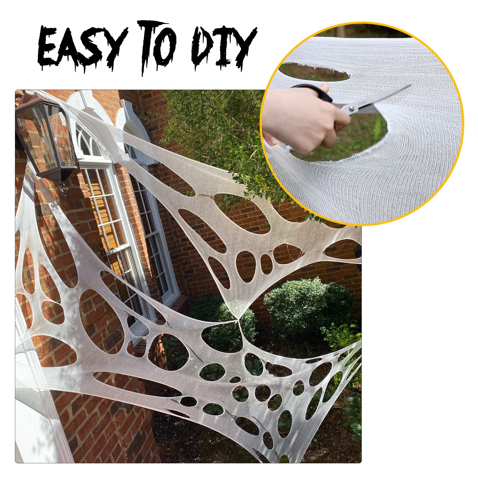 DAZONGE 450 sqft Spider Webs Halloween Decorations, Stretchy Beef Netting, Spooky Spider Web Decorations for Halloween Party, Haunted House