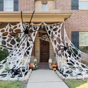 DAZONGE 450 sqft Spider Webs Halloween Decorations, Stretchy Beef Netting, Spooky Spider Web Decorations for Halloween Party, Haunted House