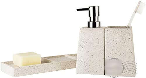 Haibing Shower Dispenser Soap Dispenser Bathroom Accessories Set,3 Piece Bath Set Collection Includes Soap/Lotion Dispenser,Tray and Tumbler 350ml/11.8in Lotion Bottle Liquid Soap Dispenser