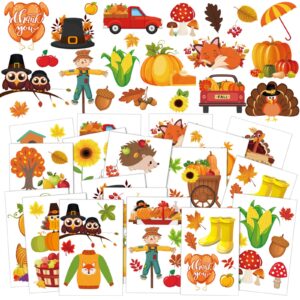 ferraycle 292 pcs fall temporary tattoos for kids thanksgiving fake tattoos kids autumn tattoo stickers for kids pumpkin turkey maple santa temporary tattoos for christmas teens theme party supplies