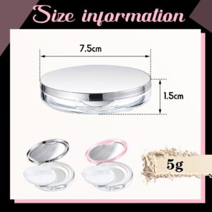 2 Pcs Loose Powder Container with Puff 0.17/0.7 oz Reusable Plastic Empty Powder Case Portable DIY Empty Makeup Powder Container Loose Powder Compact Case with Mirror and Net Sifter(Pink, Silver)