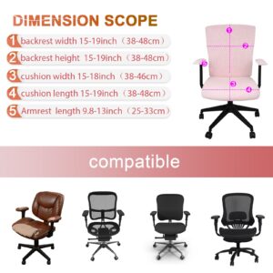 4 Pieces Computer Office Chair Covers Set Universal Protective Stretchable Chair Seat Covers Desk Chair Armrest Covers Slipcovers Pads Office Cushion Backrest for Boss Rotating Chairs (Pink)