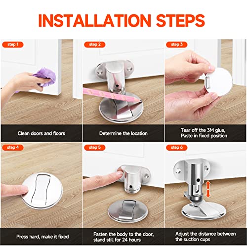 Magnetic Door Stop, Magnetic Door Stoppers for Bottom of Door, Adhesive No Drilling, Protect The Door from Collision When Opened (Silver 1)