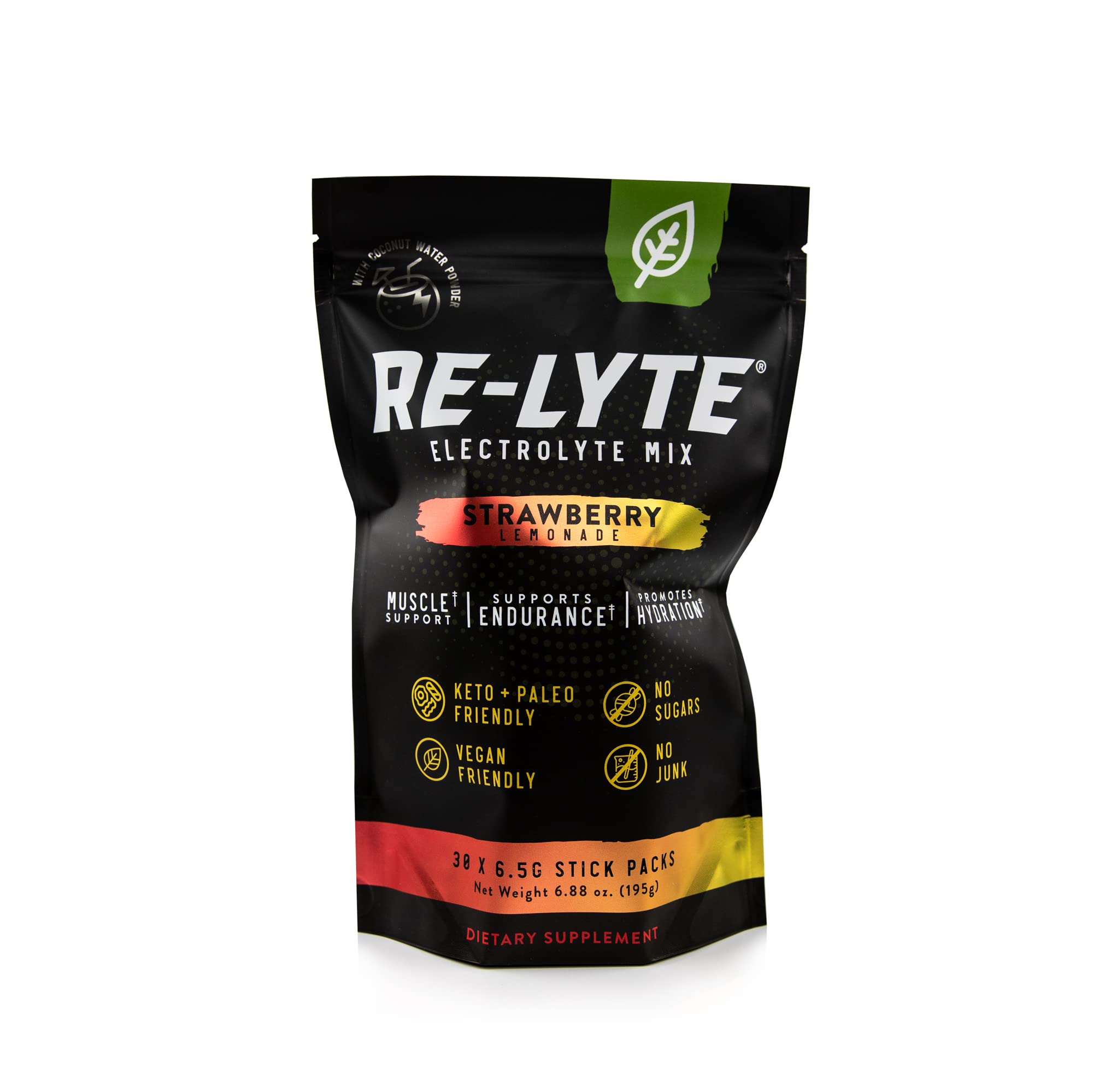 REDMOND Re-Lyte Hydration Electrolyte Drink Mix (Strawberry Lemonade) 30 Stick Packs