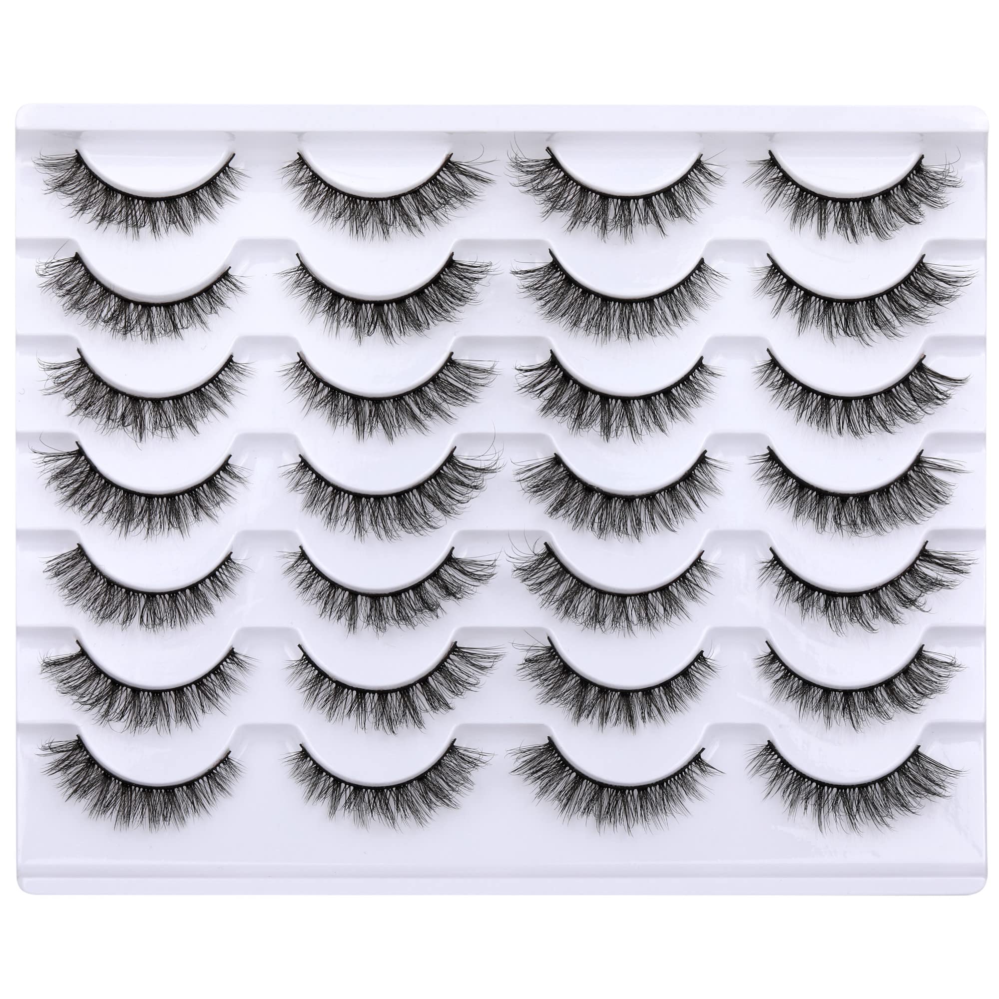 Newcally Cat Eye Lashes Natural Look False Eyelashes Short Wispy 3D Fluffy Fake Eye Lashes Pack 14 Pairs