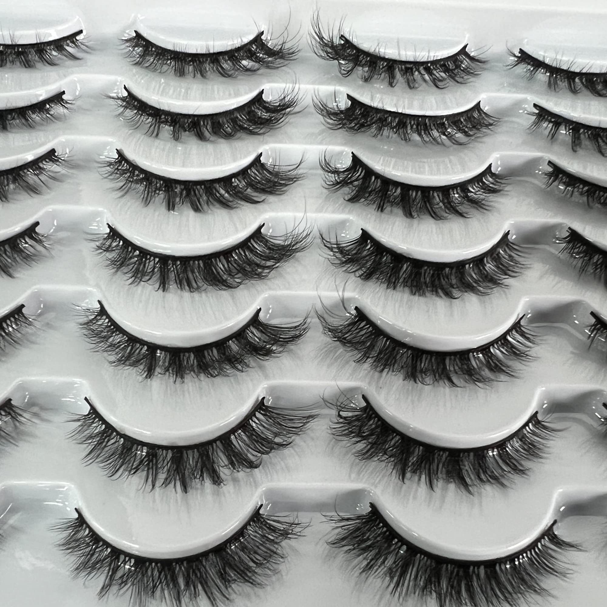 Newcally Cat Eye Lashes Natural Look False Eyelashes Short Wispy 3D Fluffy Fake Eye Lashes Pack 14 Pairs