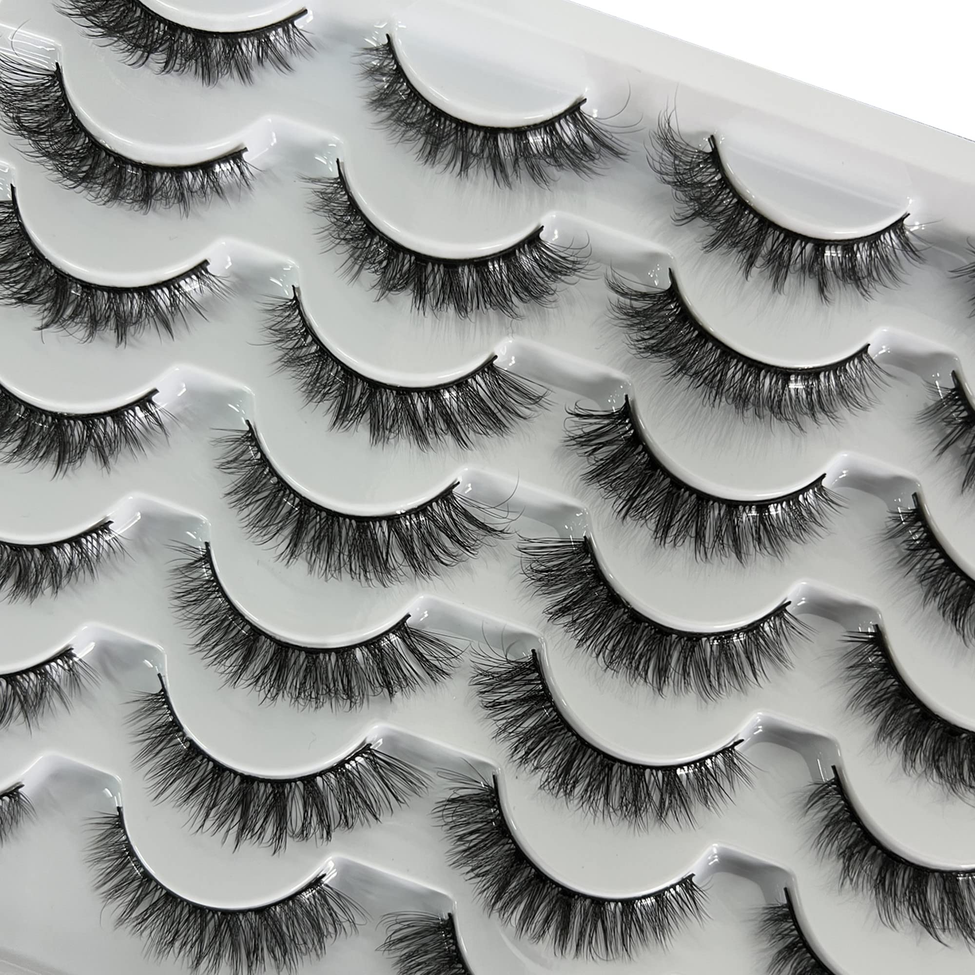 Newcally Cat Eye Lashes Natural Look False Eyelashes Short Wispy 3D Fluffy Fake Eye Lashes Pack 14 Pairs