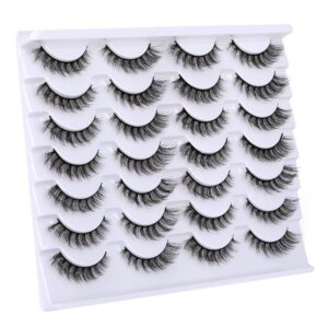 Newcally Cat Eye Lashes Natural Look False Eyelashes Short Wispy 3D Fluffy Fake Eye Lashes Pack 14 Pairs