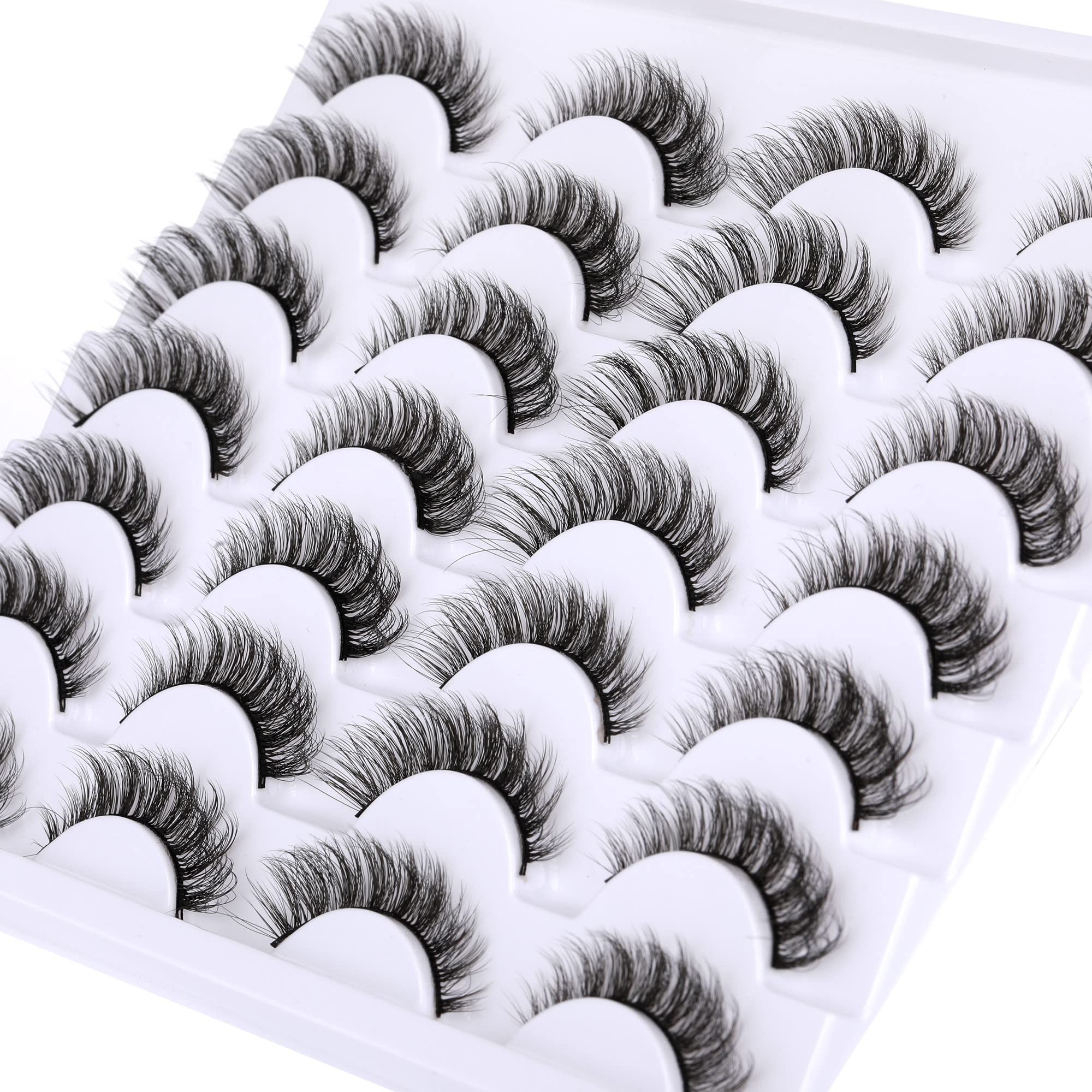 Newcally Cat Eye Lashes Natural Look False Eyelashes Short Wispy 3D Fluffy Fake Eye Lashes Pack 14 Pairs