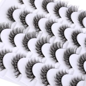 Newcally Cat Eye Lashes Natural Look False Eyelashes Short Wispy 3D Fluffy Fake Eye Lashes Pack 14 Pairs