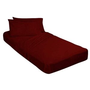 kavy beddings 100% egyptian cotton 4pc sheets, cot sheet perfect for narrow twin/cot size/rv bunk/guest bed replacement/30 x 80" mattress/camping cot, burgundy - 8 inch deep