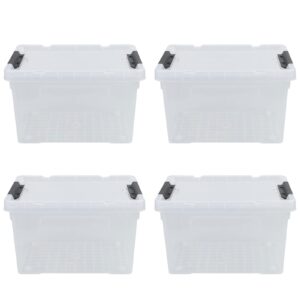 Afromy 4-Pack 50 Quart Large Clear Storage Box, Plastic Storage Latch Bin