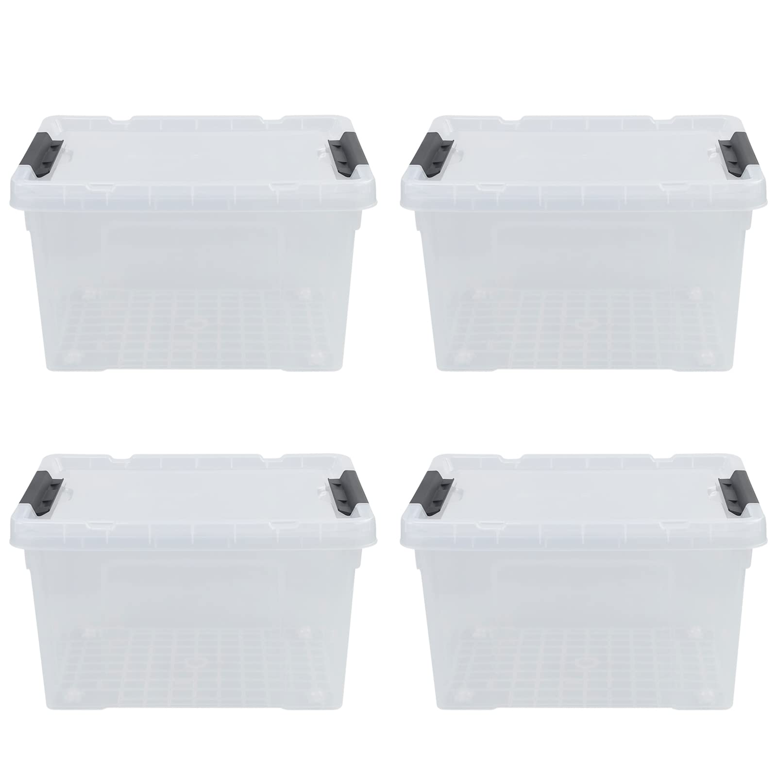 Afromy 4-Pack 50 Quart Large Clear Storage Box, Plastic Storage Latch Bin