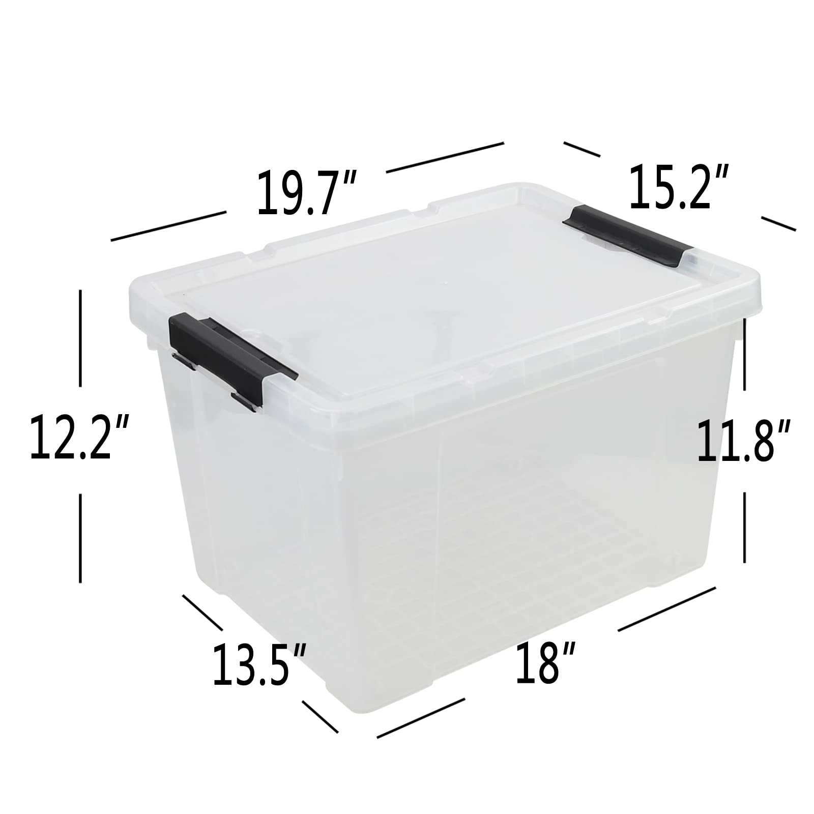 Afromy 4-Pack 50 Quart Large Clear Storage Box, Plastic Storage Latch Bin