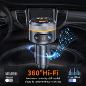 UNBREAKcable 50W Bluetooth 5.3 FM Transmitter for Car, [Easy to Set] [PD 30W & QC 20W] [HiFi Bass Sound] All Metal Car Charger Cigarette Lighter Radio Adapter Supports Siri Google Assistant