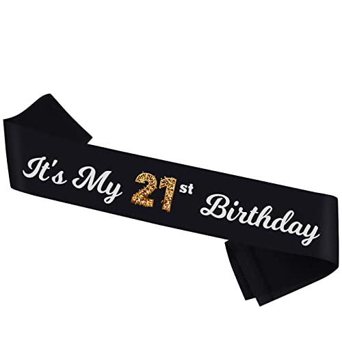 It’s My 21st Birthday Sash,Cheer to 21st Birthday Sash- Happy 21 Birthday Accessories for Man and Woman