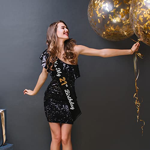 It’s My 21st Birthday Sash,Cheer to 21st Birthday Sash- Happy 21 Birthday Accessories for Man and Woman