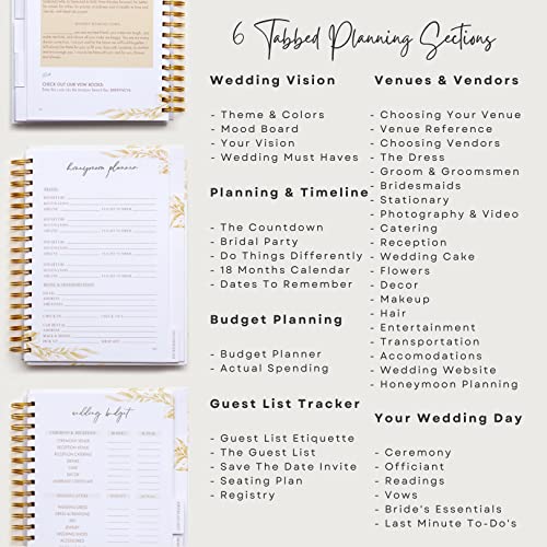 Wedding Planning Book and Organizer - Elegant Engagement Gift 18-Month Calendar Checklist Best Planning Book Gifts for the Bride - Ultimate Bridal Knot Wedding Diary Gift Countdown Binder and Planner